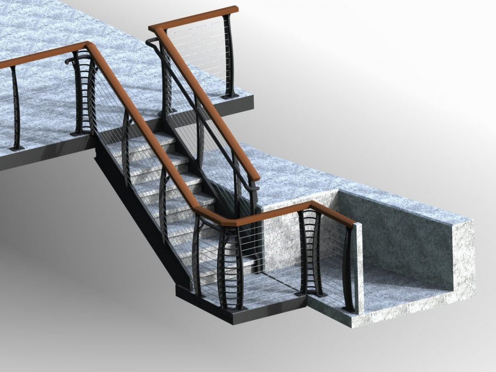 Patio Railing with curved railing posts - New Hope, PA - Keuka Studios