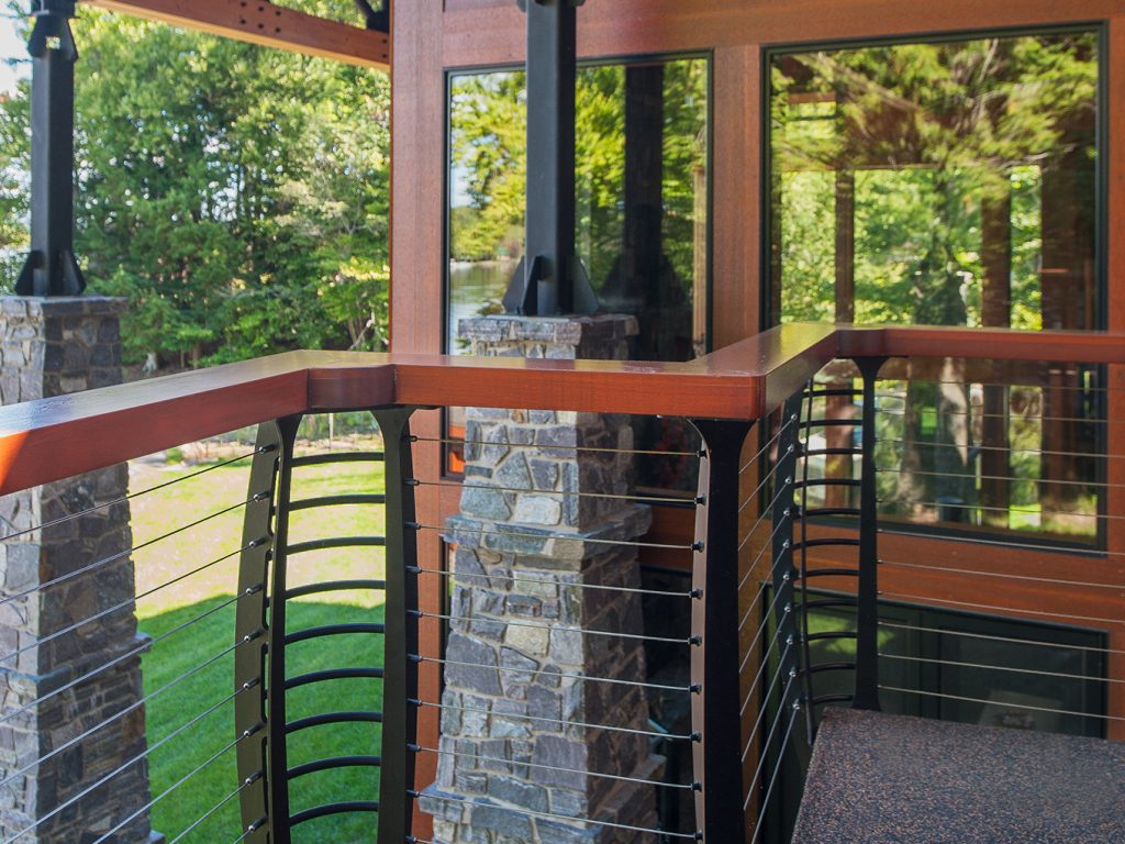 Curved Cable Railing Adirondack Mountains, NY Keuka Studios