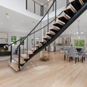 Curved Floating Stairs Grand Entry - Andover, MA - Keuka Studios