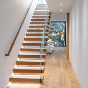 Cantilever Stairs with Glass Railing - La Jolla, CA - Keuka Studios