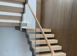 Custom Glass Railing for Stairs - Keuka Studios